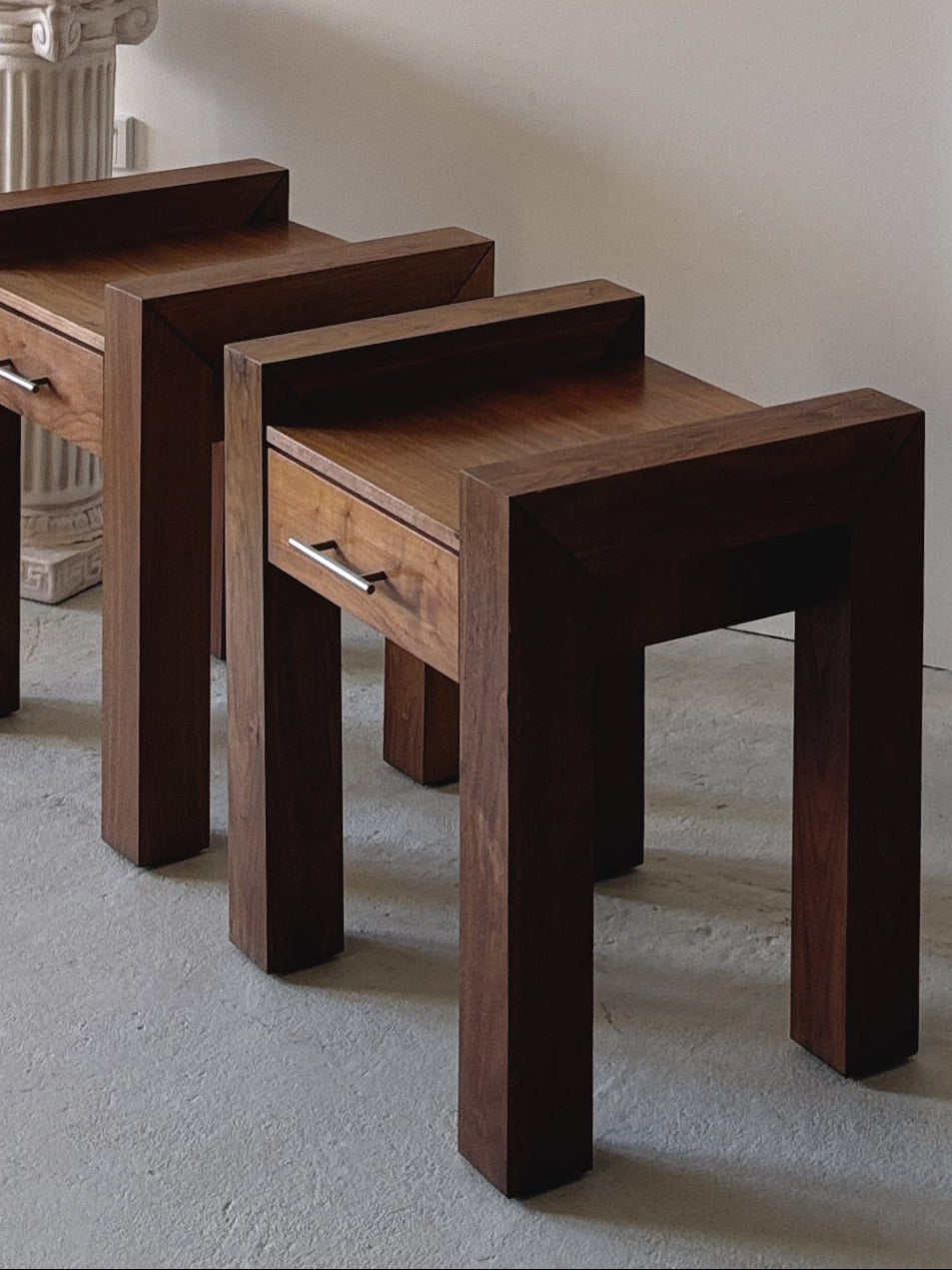 Chunky 1990s Bedside Tables – SOFT FOCUS HOUSE